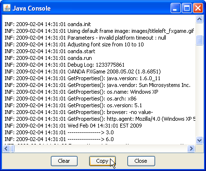 Dépannage – Informations relatives à la console Java