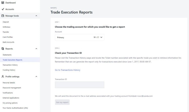 How to get a trade execution report (OANDA Corporation)