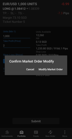 User guide for OANDA mobile app